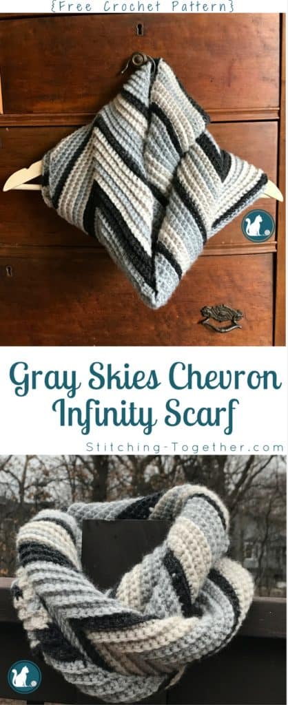 Gray Skies Chevron Infinity Scarf Crochet Pattern FREE