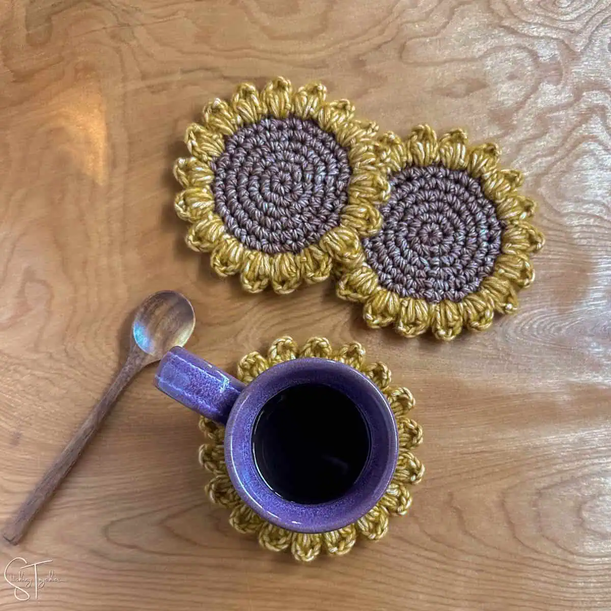 Crochet Sunflower Coasters